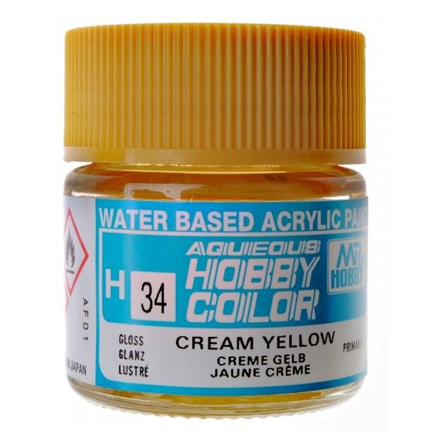 H 34 краска водоразбавляемая художественная т. м. MR.HOBBY 10мл CREAM YELLOW