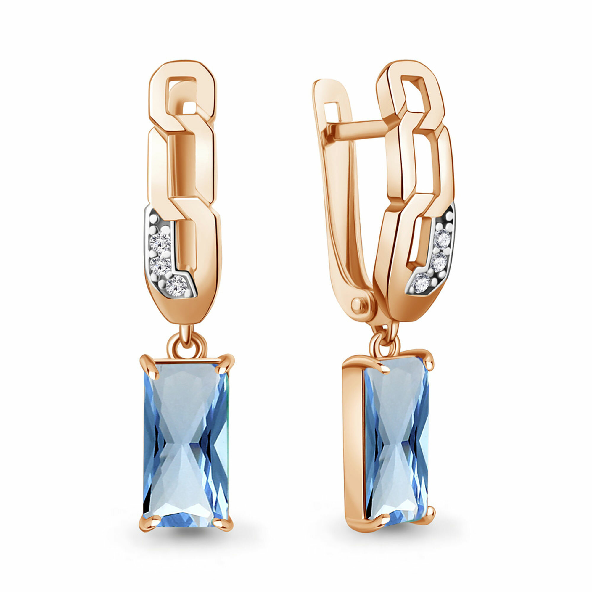 Серьги, серебро, 925 проба, золочение, фианит, турмалин