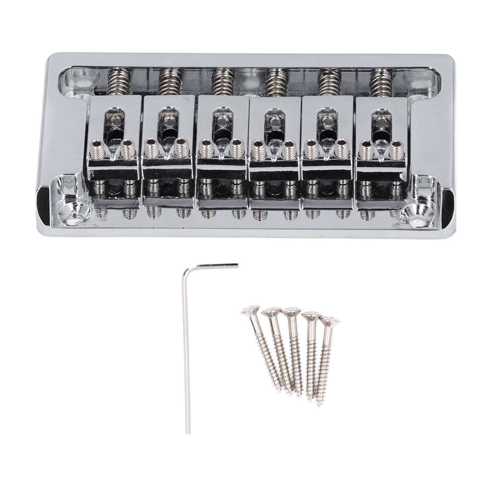 Комплект бриджа для 6-струнной электрогитары, латунный сквозной корпус, без тремоло, гитарный бридж с ключом для St Chrome