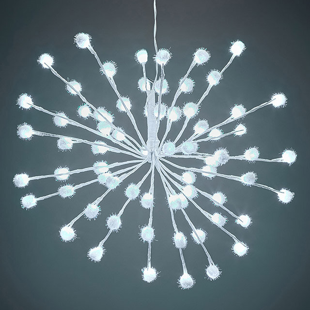 Светодиодное украшение Фейерверк Dandelion 45 см, 72 холодных белых LED ламп с мерцанием, IP44, Winter Deco, 4070720