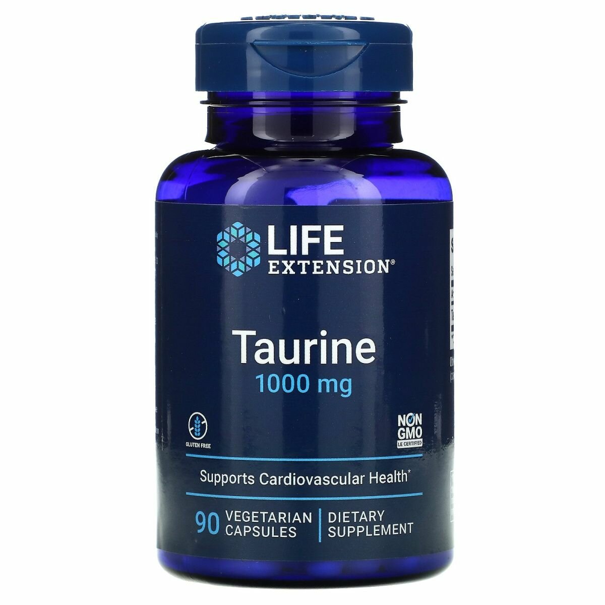 Таурин для мышц, Life Extension, Taurine 1000 mg, 90 капсул, Аминокислота для нервной системы и печени