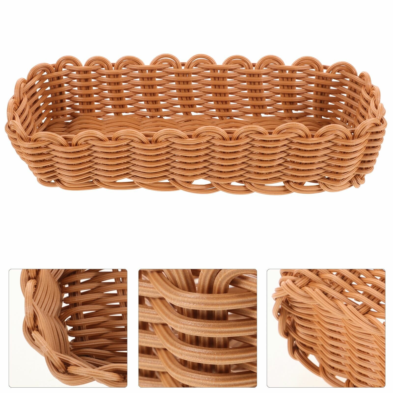 Плетеная корзина для посуды с функцией слива воды, вместительная конструкция для кухонных аксессуаров