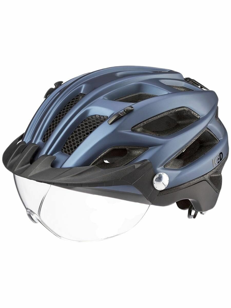 Шлем велосипедный с визором взрослый мужской, женский, подростковый, защитный велошлем KED Covis Lite Nightblue Black Matt, размер L (55-61)
