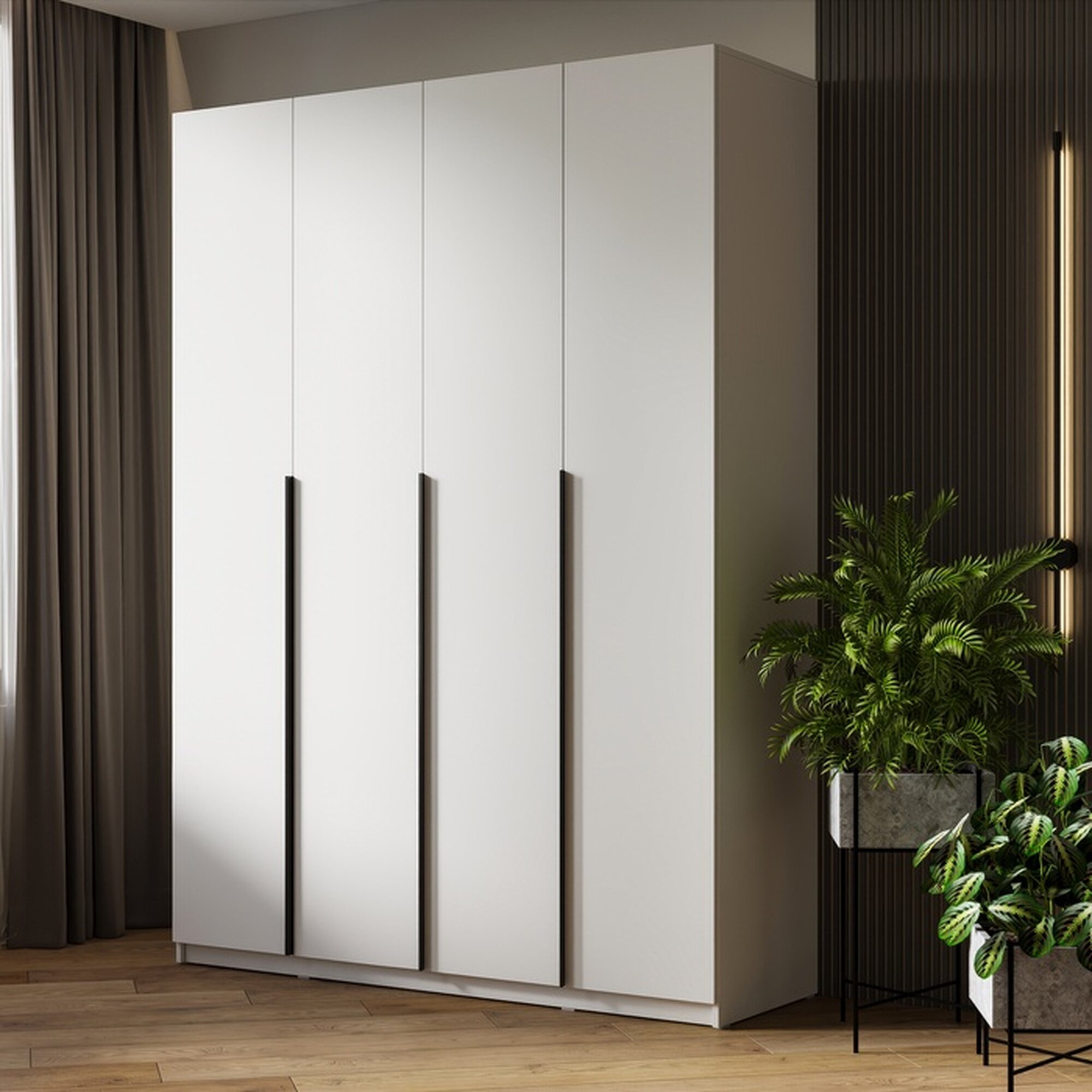 Шкаф Сима-ленд "Бруно", четырехстворчатый, ЛДСП, белый, 160x50.5x221.6 см