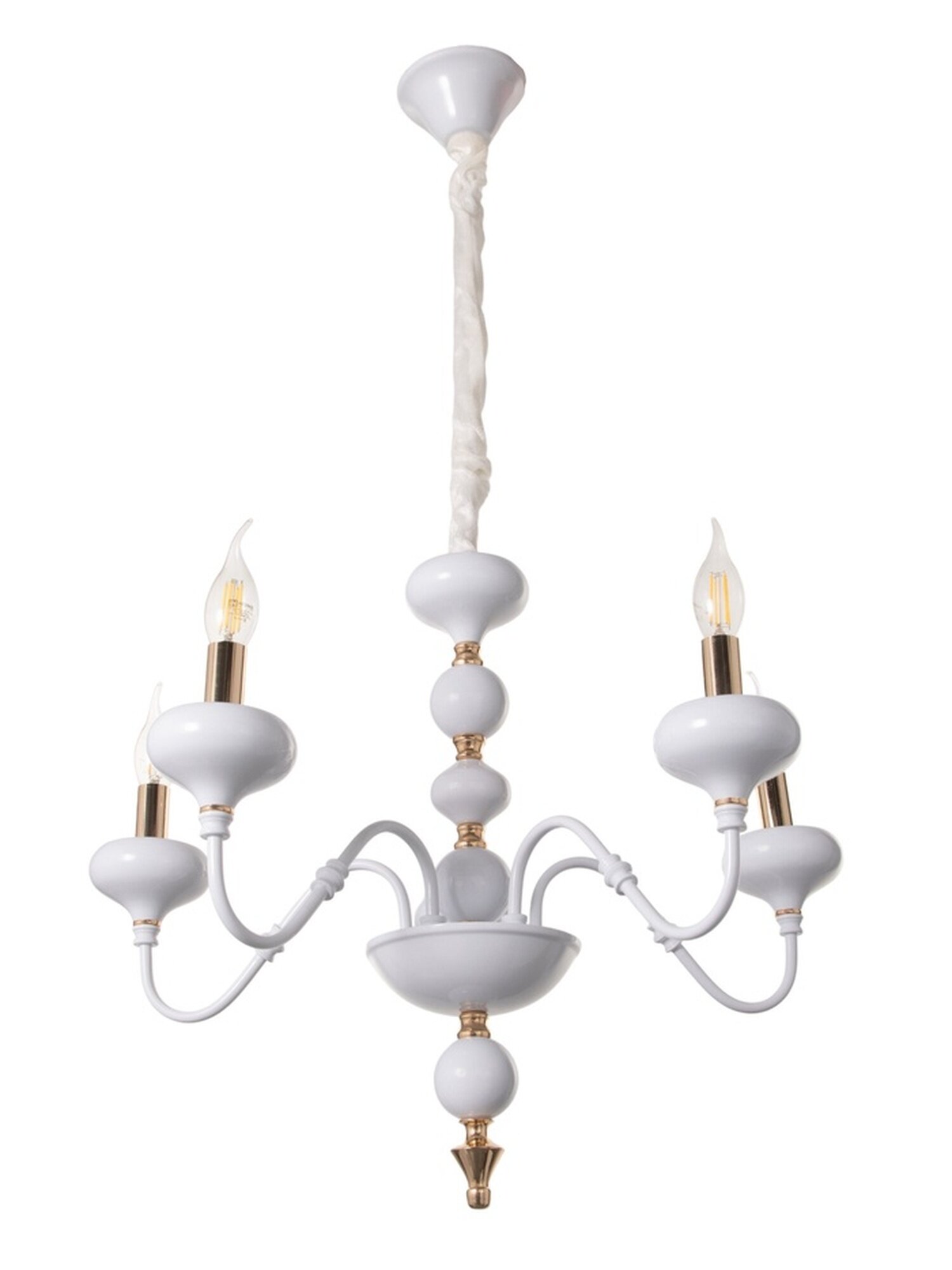 Люстра BayerLux "Лиза", E14, 5 ламп, 40 Вт, металл, 50 х 50 х 53 (+50) см, белая