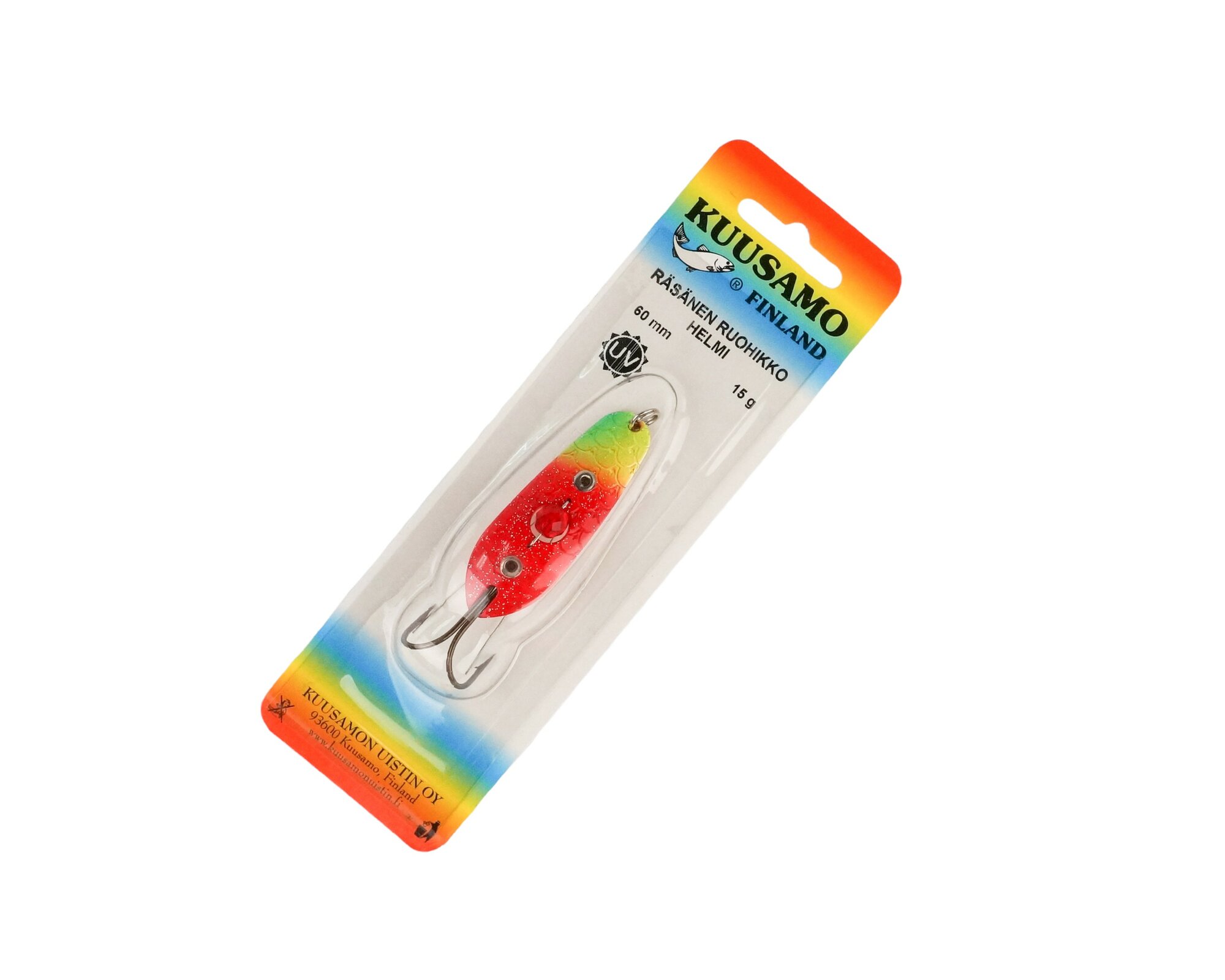 Kuusamo Rasanen блесна с бусиной незацепляйка 60/15гр BL/GR/G/O-C UV-обработка для форели