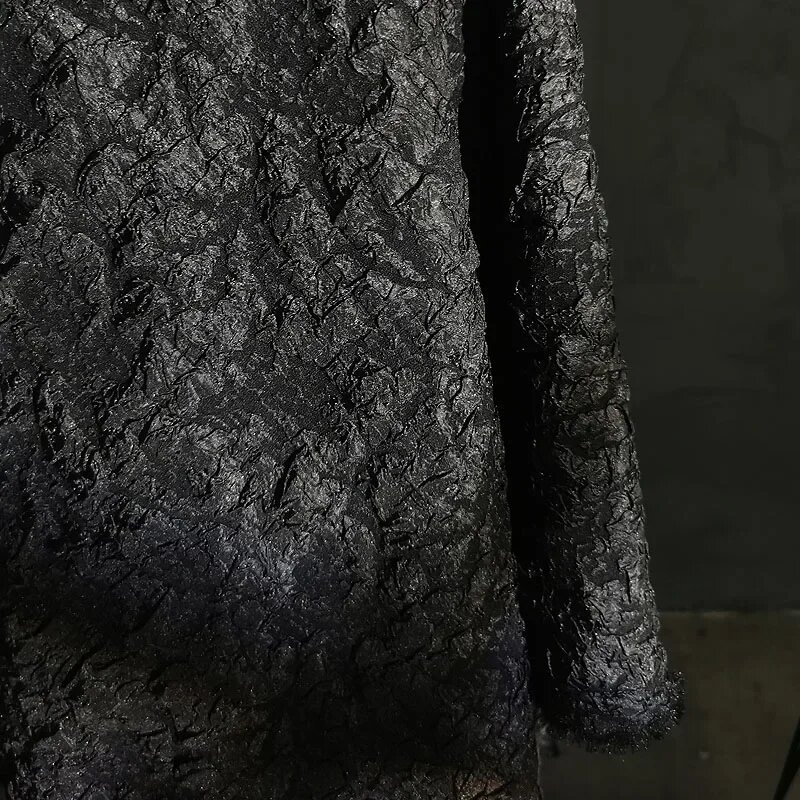 Полиэстер, плиссированная ткань с каменным узором, 100x145 см 1 meter, черный