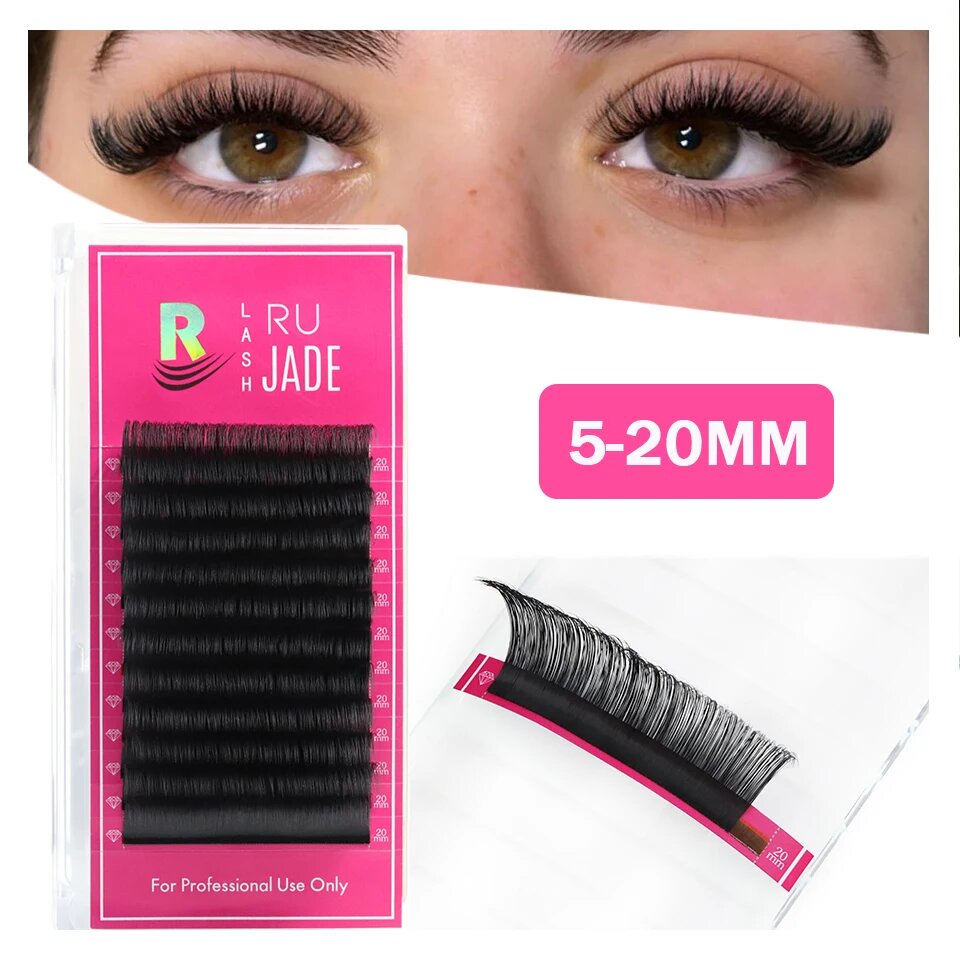 Ресницы Rujade 20mm, D изгиб, 0.03mm