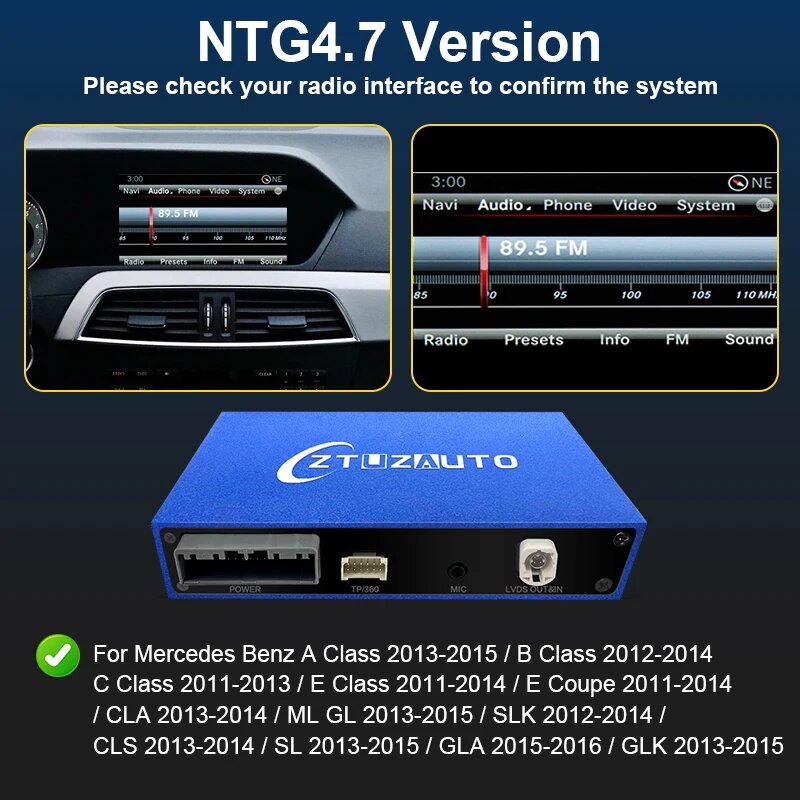 Беспроводной CarPlay для Mercedes-Benz A-класса W176, B-класса W246, CLA, GLA, C-класса NTG 4.7