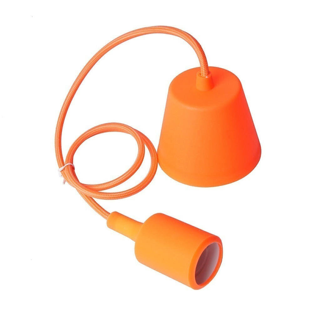 Светильник подвесной цоколь силикон патрон E27 плетеный провод оранжевый