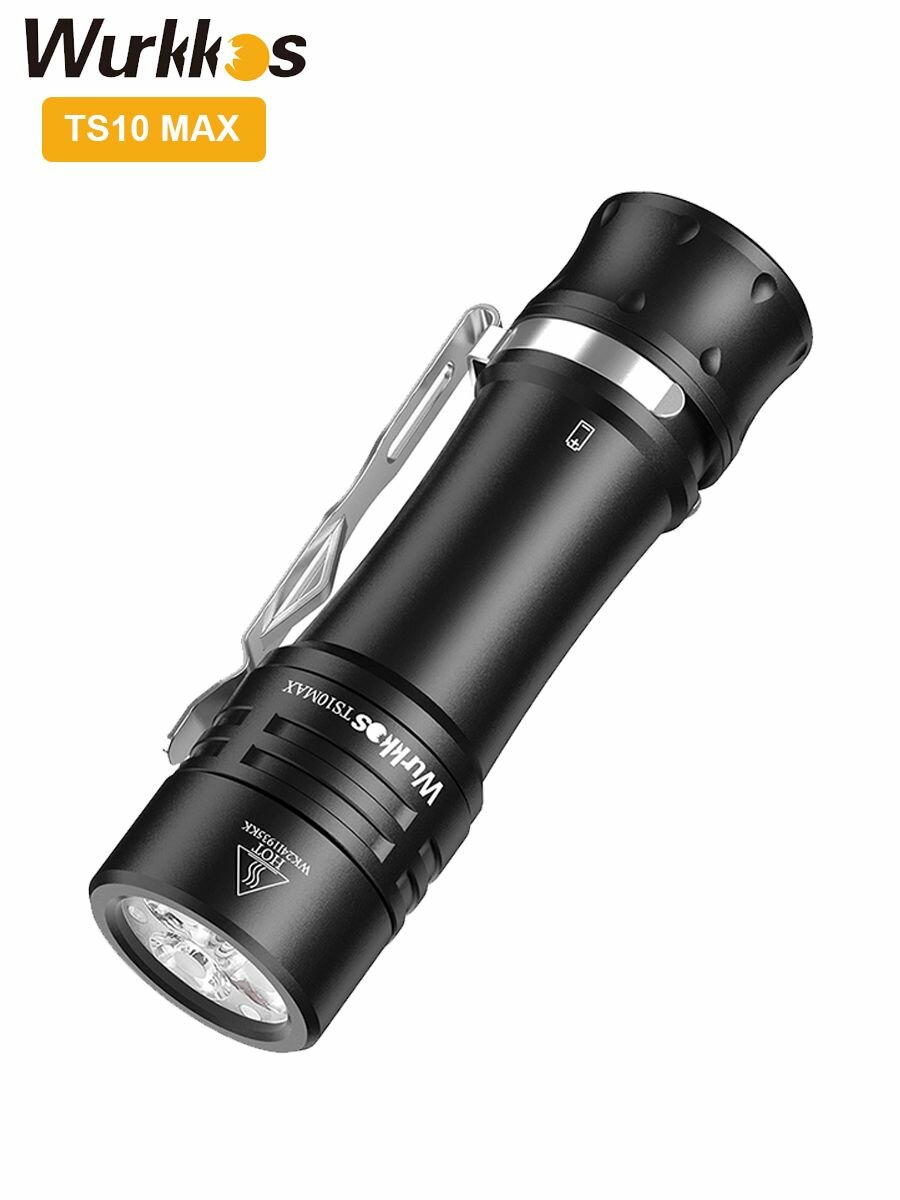 Wurkkos TS10 MAX фонарь 2500 люмен с 3 * 95+ CRI светодиодов и 3 * RGB Aux светодиодов, Черный, 5000K