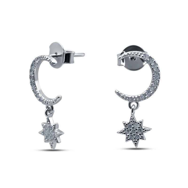 Серьги, серебро, 925 проба, фианит