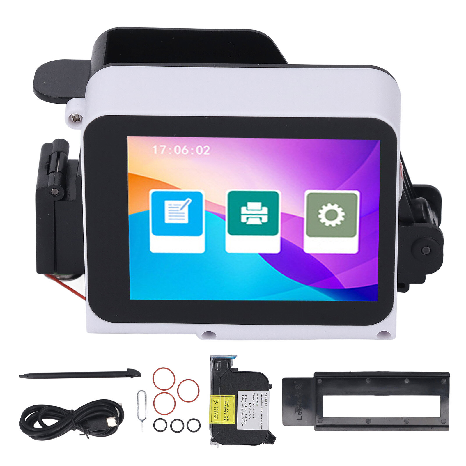 Портативный струйный принтер 12,7 мм, 600 dpi, 28 языков, с картриджем для печати штрих-кодов и изображений.