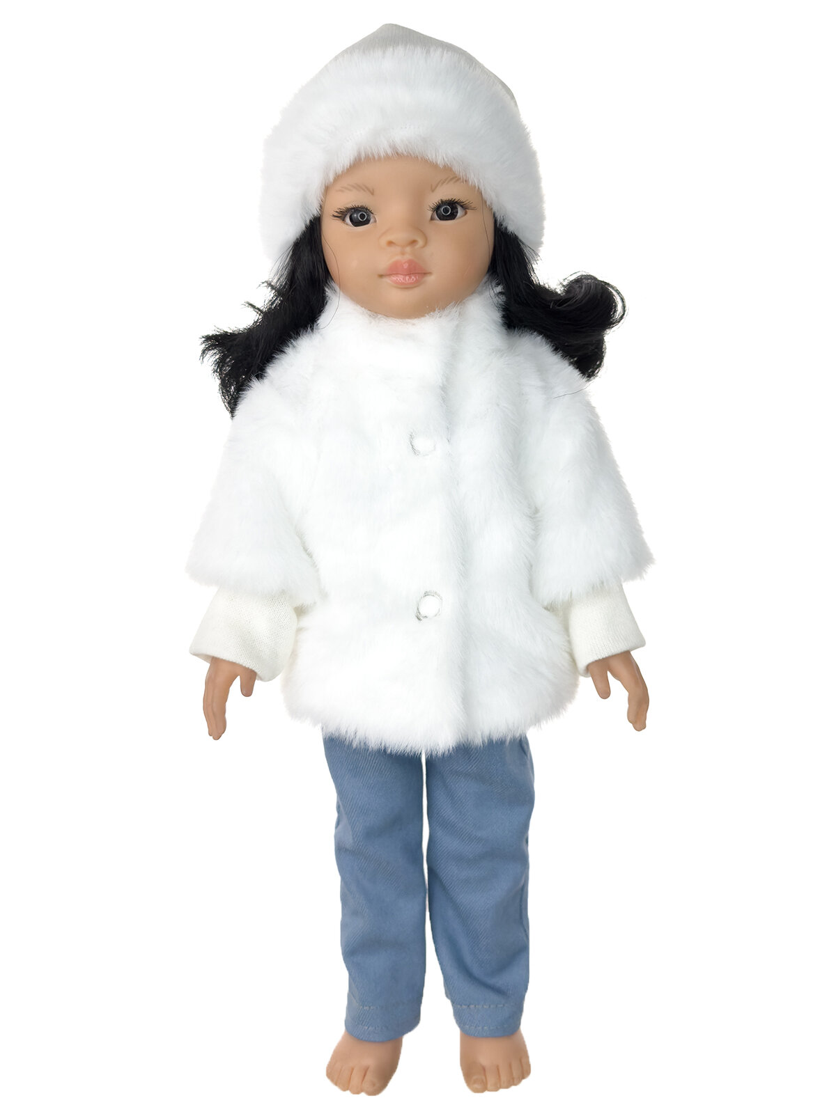 Комплект одежды для куклы "Паола Рейна", шуба, джинсы, шапка