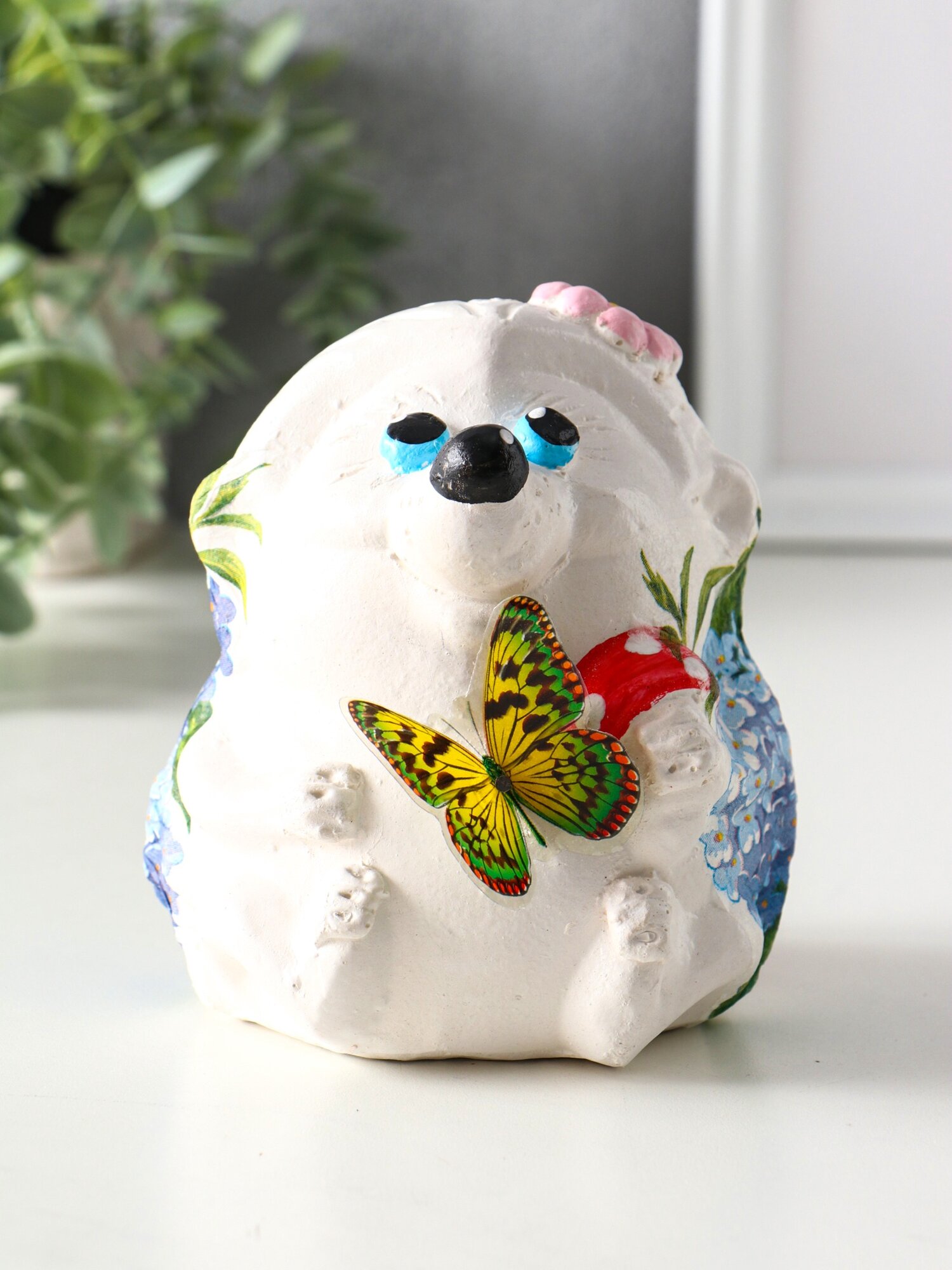 Копилка для денег «Ёж», гипс, 13×11.5×11 см