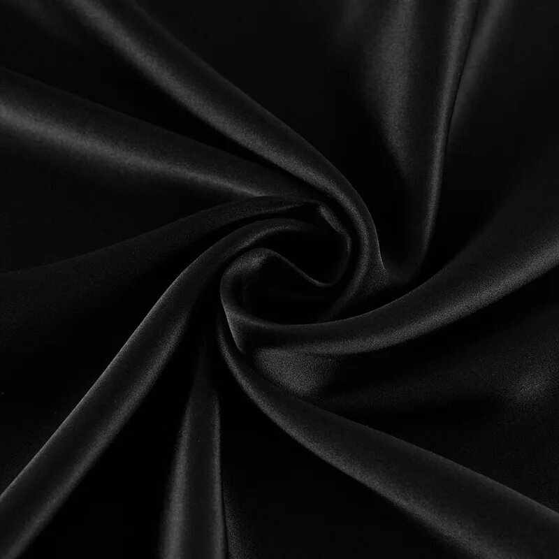 Шелковая ткань тутового шелка 100%, ширина 114 см Черный, 1 meter, 1-Black