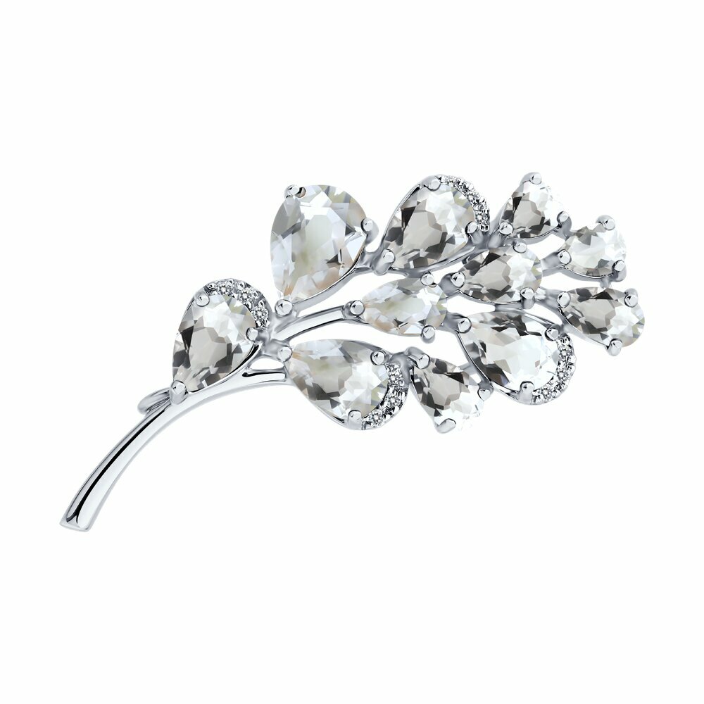 Брошь, белое золото, 585 проба