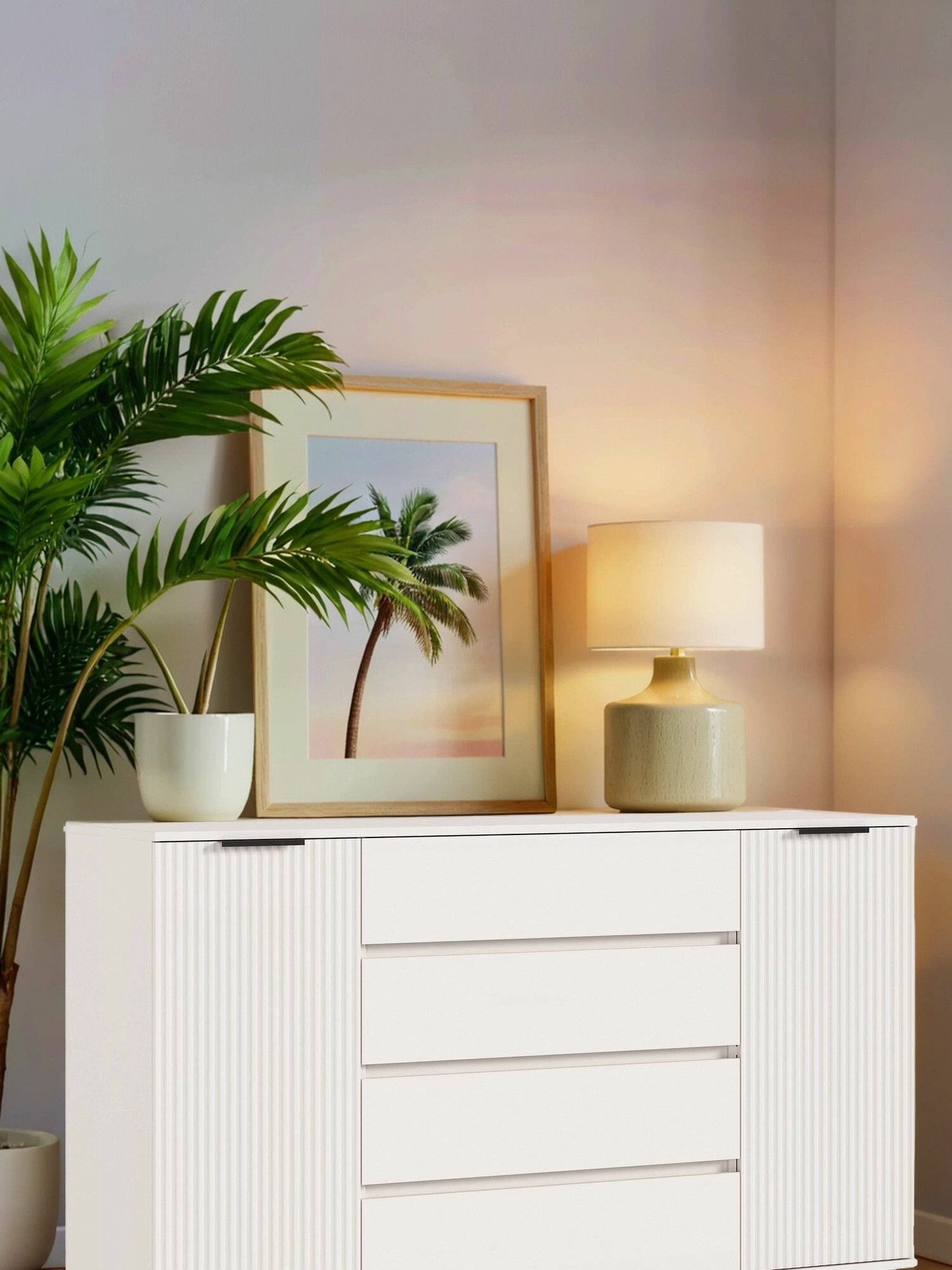 Комод Марвэл 2 двери 4 ящика с полками, в цвете Кашемир, Кашемир