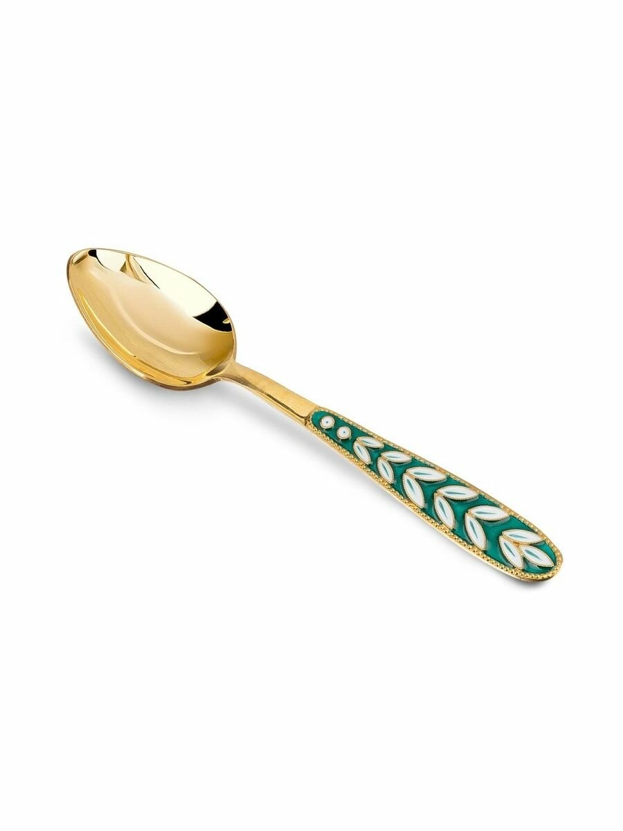 Ложка кофейная из серебра 925 пробы с позолотой и эмалью