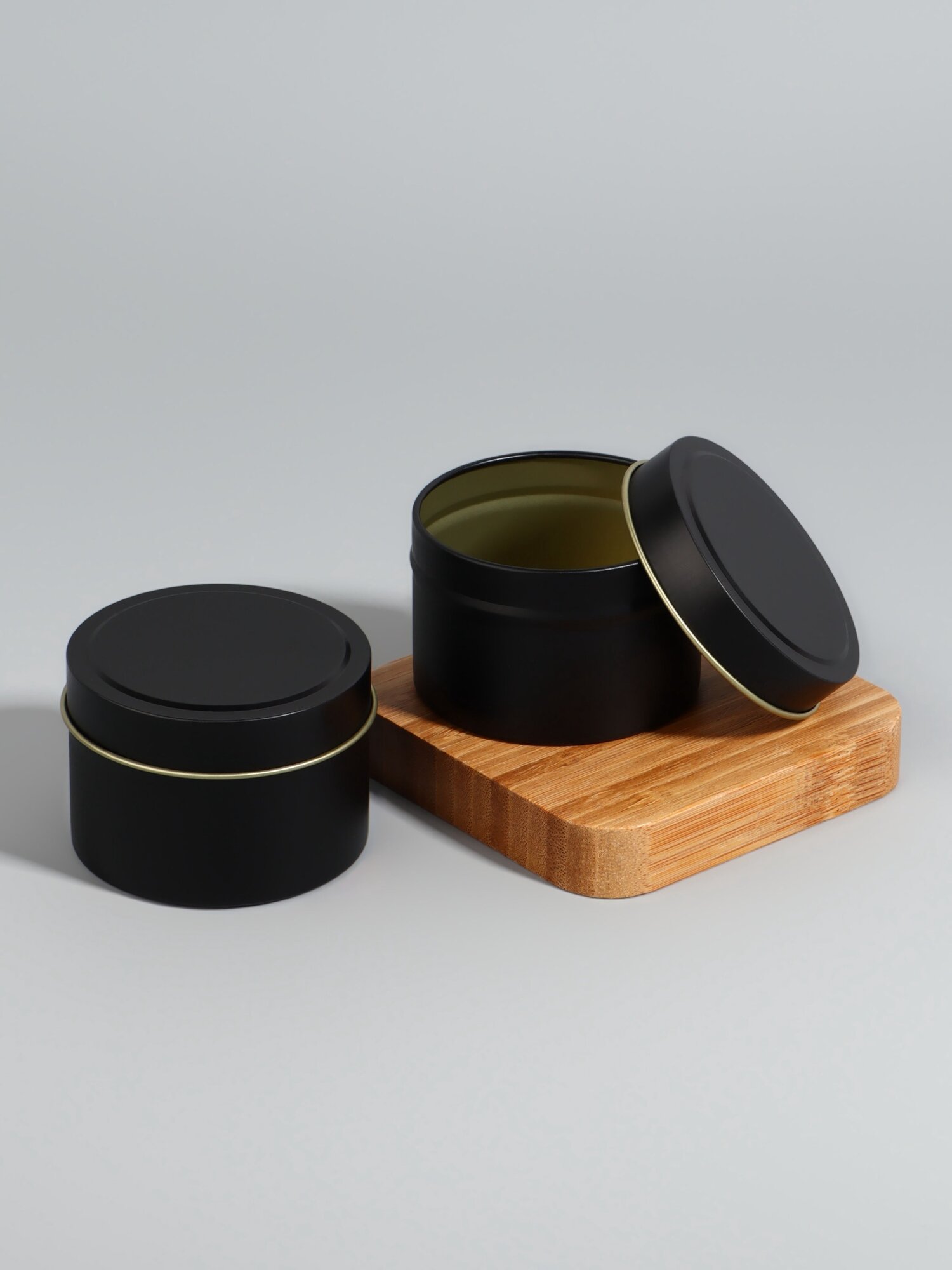 Баночка для хранения, 120 мл, набор 2 шт, металлическая, матовая, чёрная