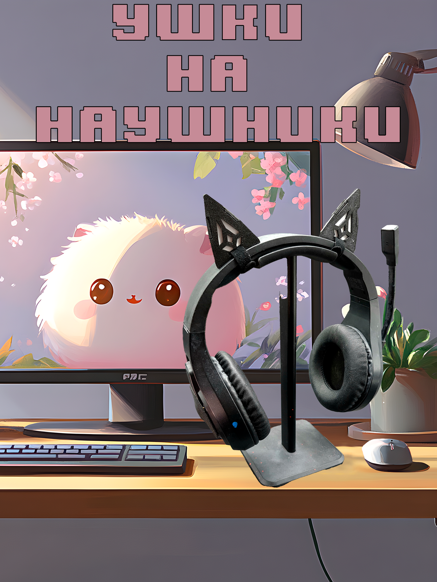 Ушки на наушники робокот(черно-белые)