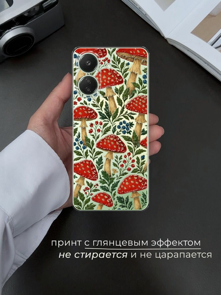 Чехол на Xiaomi Redmi 13C/Poco C65 / Сяоми Редми 13C/Поко С65 с принтом Мухоморы — фото 1