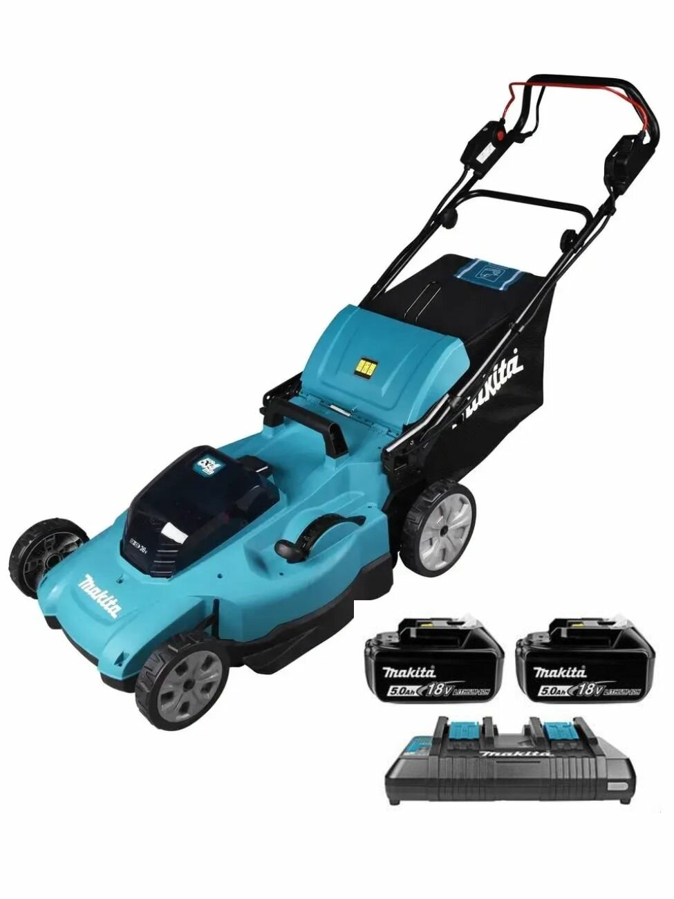 Газонокосилка аккумуляторная 860Вт - 53см, LXT 36В, 2х5Ач и з/у, Makita DLM539CT2