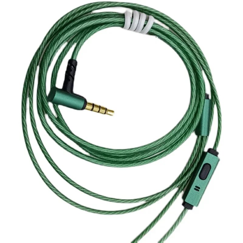 Зеленый посеребренный аудиокабель с разъемом 3,5 мм и микрофоном