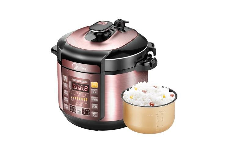 Электрическая скороварка Midea, розовая, 5 литров, с функцией автоматического приготовления и защиты от перегрева