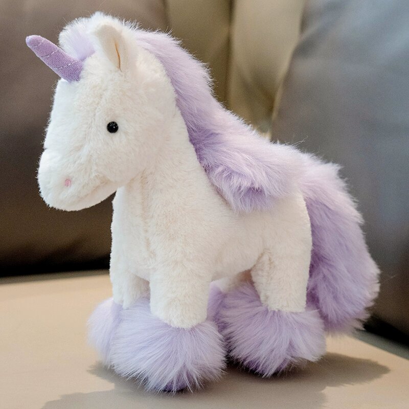 Милая маленькая плюшевая игрушка в виде лошадки, реалистичное мягкое животное, кукла-единорог в виде белой лошади,