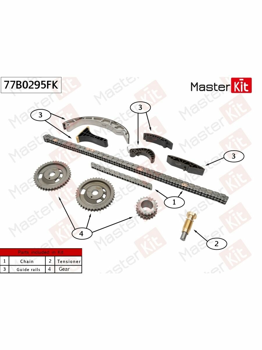 Комплект цепи ГРМ MASTERKIT 77B0295FK для а/м SSANGYONG Actyon / СаньЕнг Актион