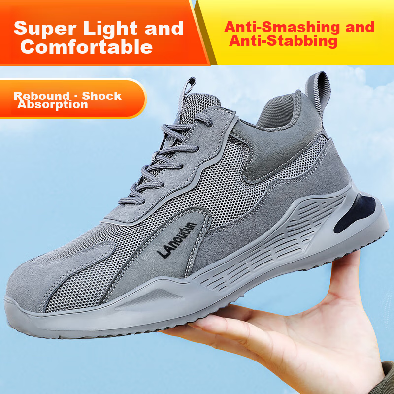 Blue Owl Shield Safety Shoes for Men And Women, Lightweight Soft-Soled Anti-Smashing Steel Toe Cap Puncture-Resistant Safety Work Site Functional Shoes D2169N 43