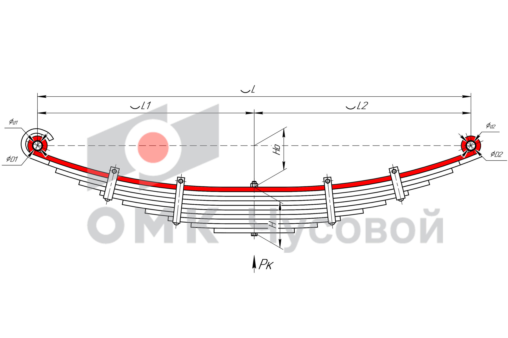 Лист №1 Рессора передняя FAW J6 10 листов