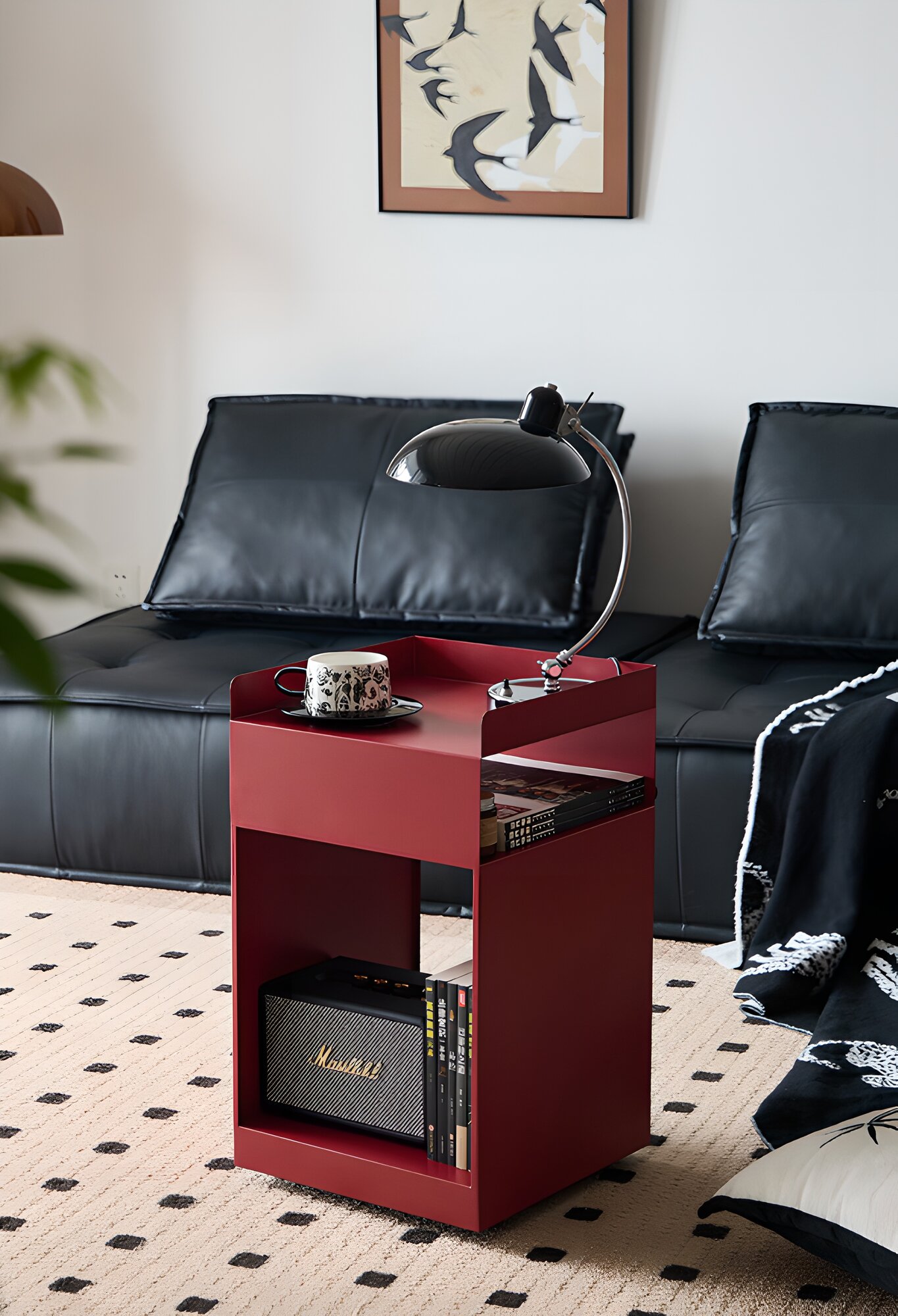 Тумбочка, Два выдвижных ящика, красный, Материал из кованого железа35x35x59.5 CM1 шт