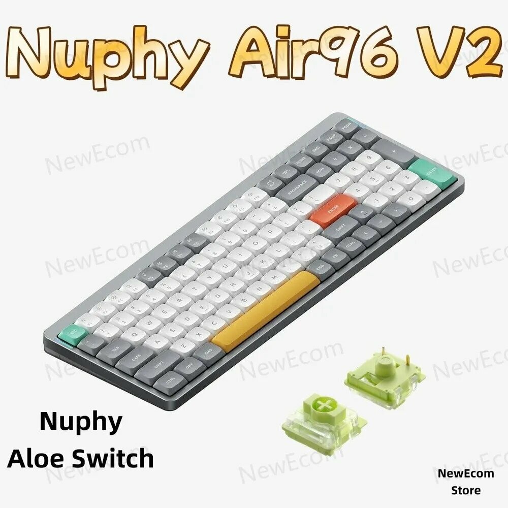 NuPhy Клавиатура беспроводная Air96 V2 Aloe Switch, (NuPhy Aloe Low Profile), Английская раскладка, серый