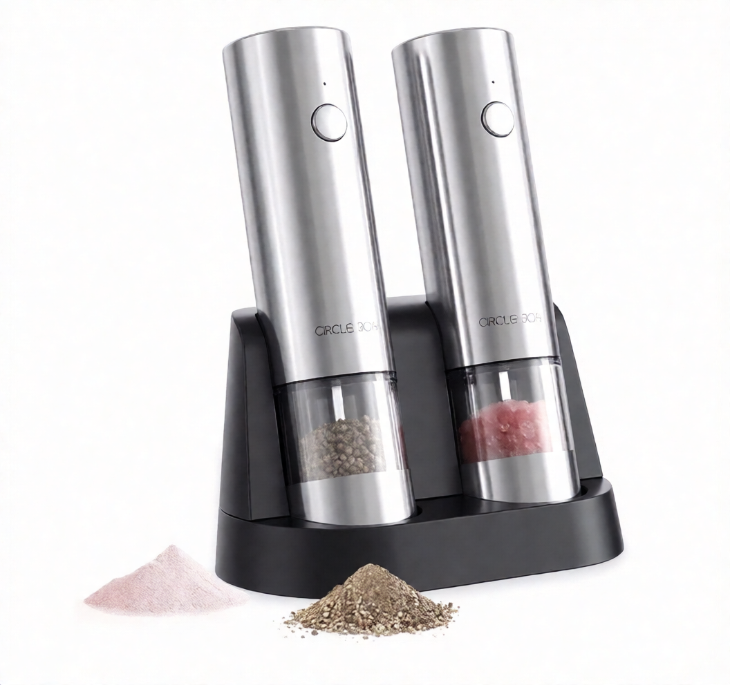Набор мельниц Circle Joy электрические, 2 шт, на подставке, EU, серый