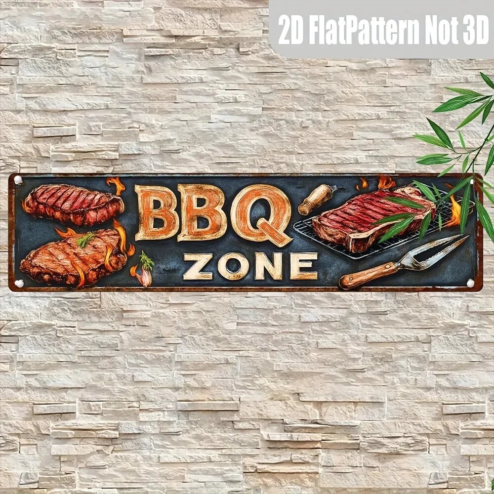 Металлическая табличка BBQ Zone, Retro, Цвет: TYA20778