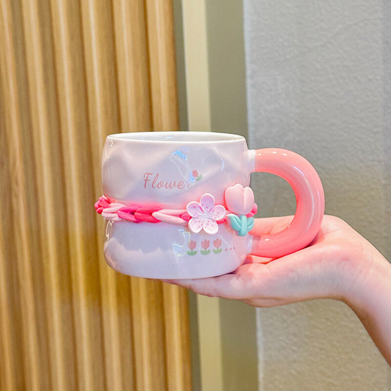 Милая кружка в форме тюльпана, подарочная коробка с керамической кружкой высокого качества для дня рождения вашей лучшей подруги.