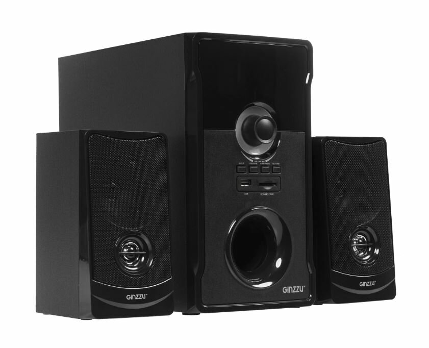 Акустическая система GINZZU GM-426, 2.1, Bluetooth, пульт ДУ, МДФ, черная