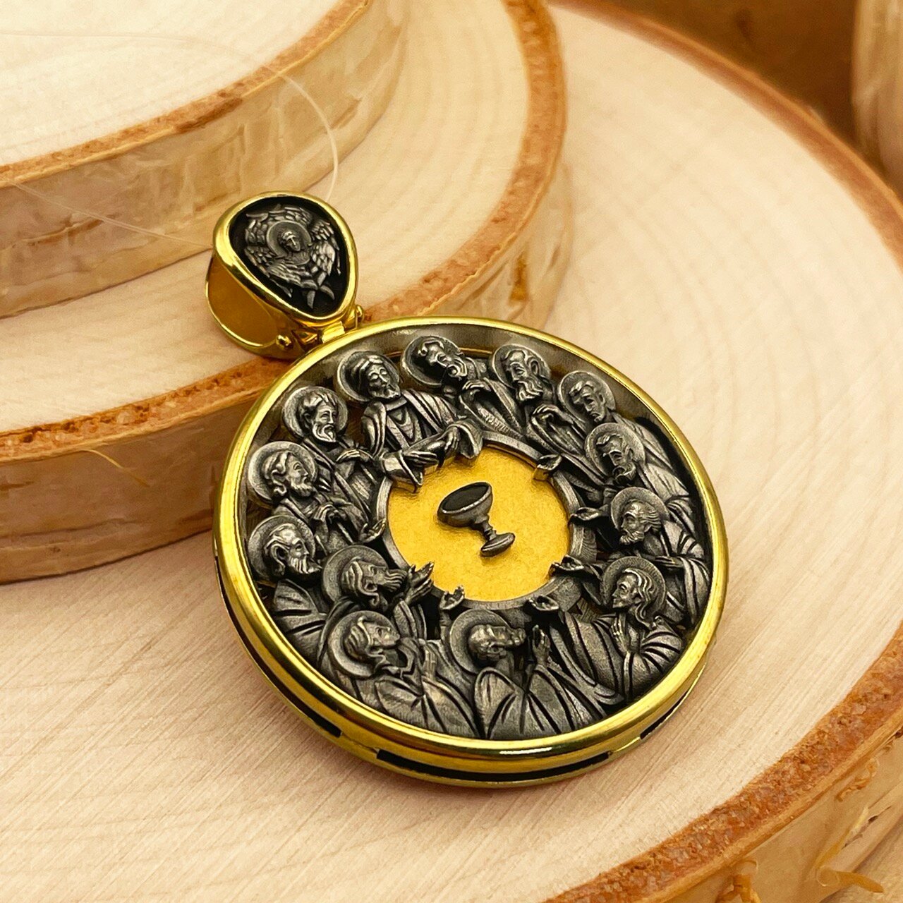 Подвеска, серебро, 925 проба, золочение, оксидирование, чернение