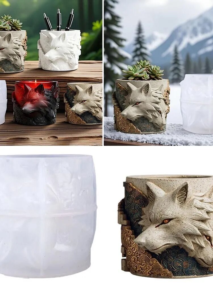 1шт. Форма для свечей/гипса Охранные волки