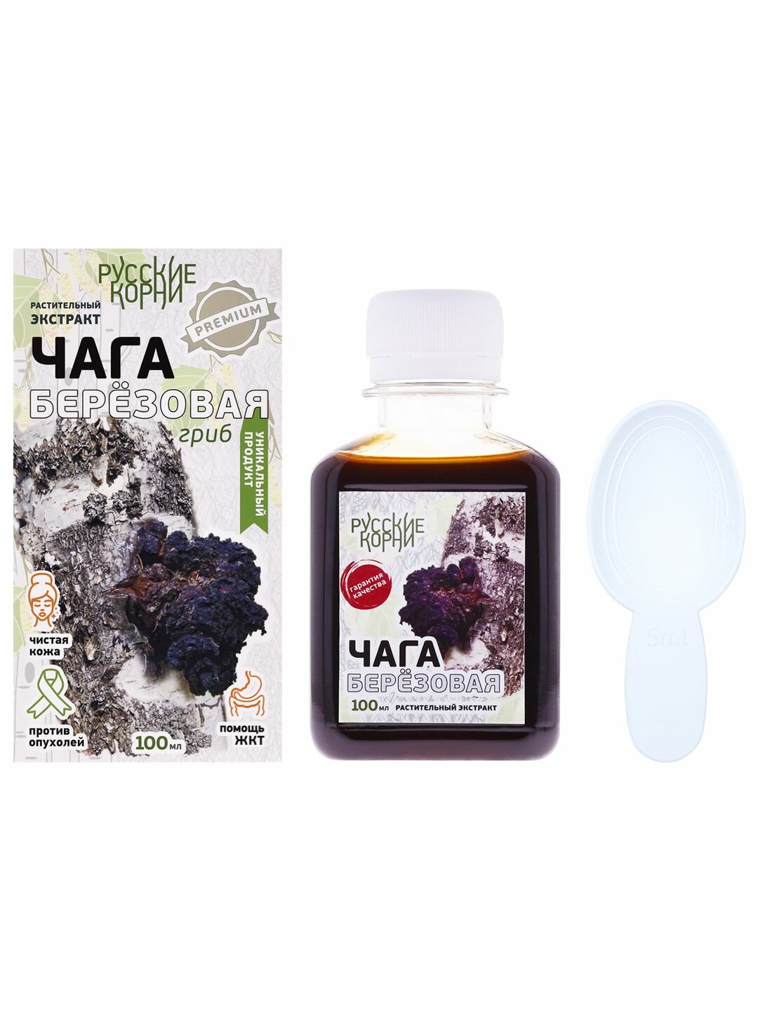 Русские Корни / Растительный полиэкстракт березовой Чаги / 100 мл.