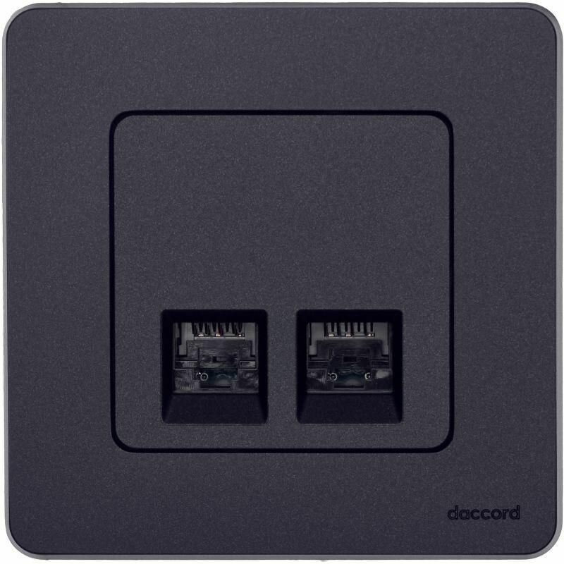 Розетка компьютерная 2-м Inspiria RJ45 кат.5E UTP антрацит IEK 673838