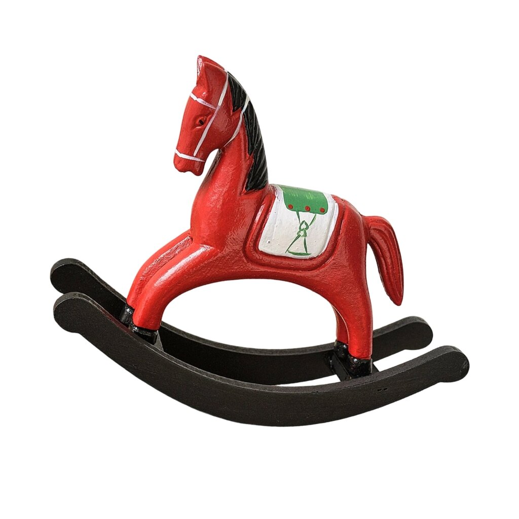 Деревянное красное украшение в виде лошадки-качалки простое украшение дома на новоселье подарок на открытие нового дома-красный