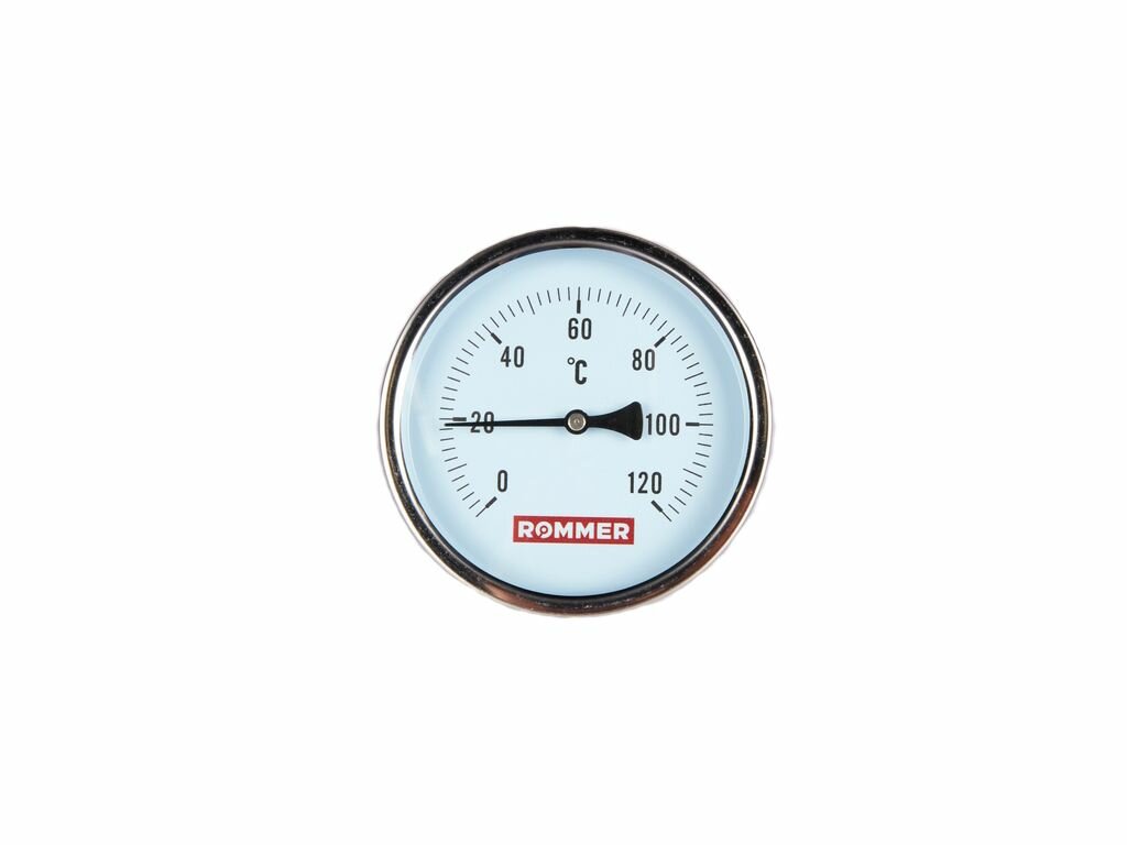 Термометр биметаллический с погружной гильзой ROMMER RIM-0001-107515 корпус Dn 100 мм, гильза 75 мм 1/2", 0.120 С