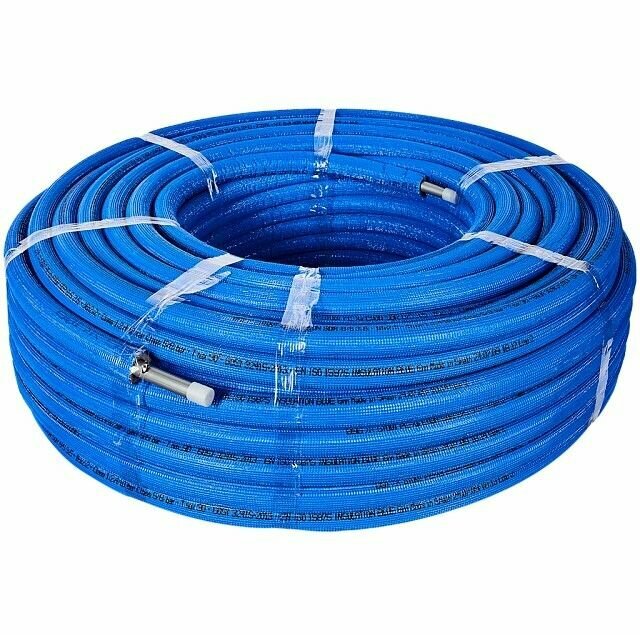 Труба из сшитого полиэтилена STOUT 16х2,2 мм с кислородным слоем в теплоизоляции синяя (бухта 100 метров) SPI-0004-001622