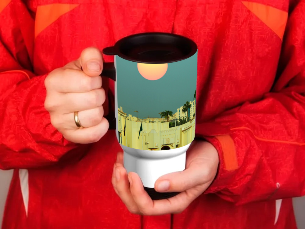 Тремокружка для авто с принтом "Доха, ближний восток, солнце" 0.5 л.