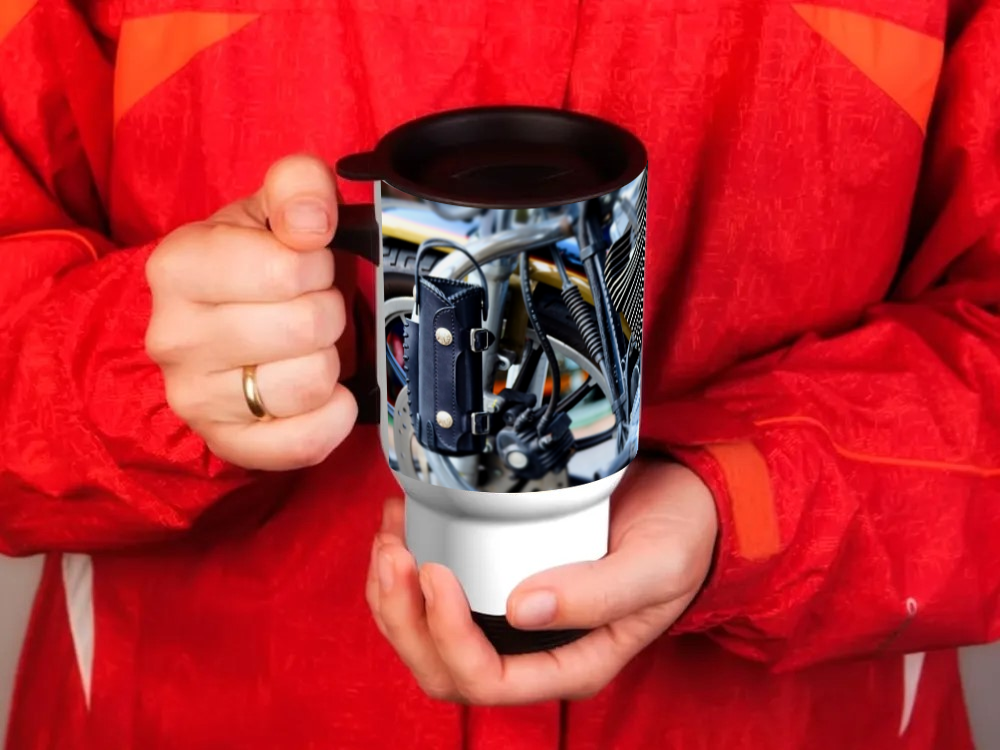 Тремокружка для авто с принтом "Харлей дэвидсон, мотоцикл, радиатор" 0.5 л.