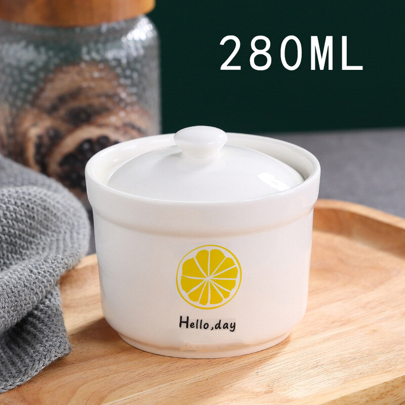 ⭐Керамическая кастрюля с крышкой, водонепроницаемая кастрюля для домашнего использования, мини-пароварка для яиц, суповая чашка для птичьего гнезда для одного человека⭐