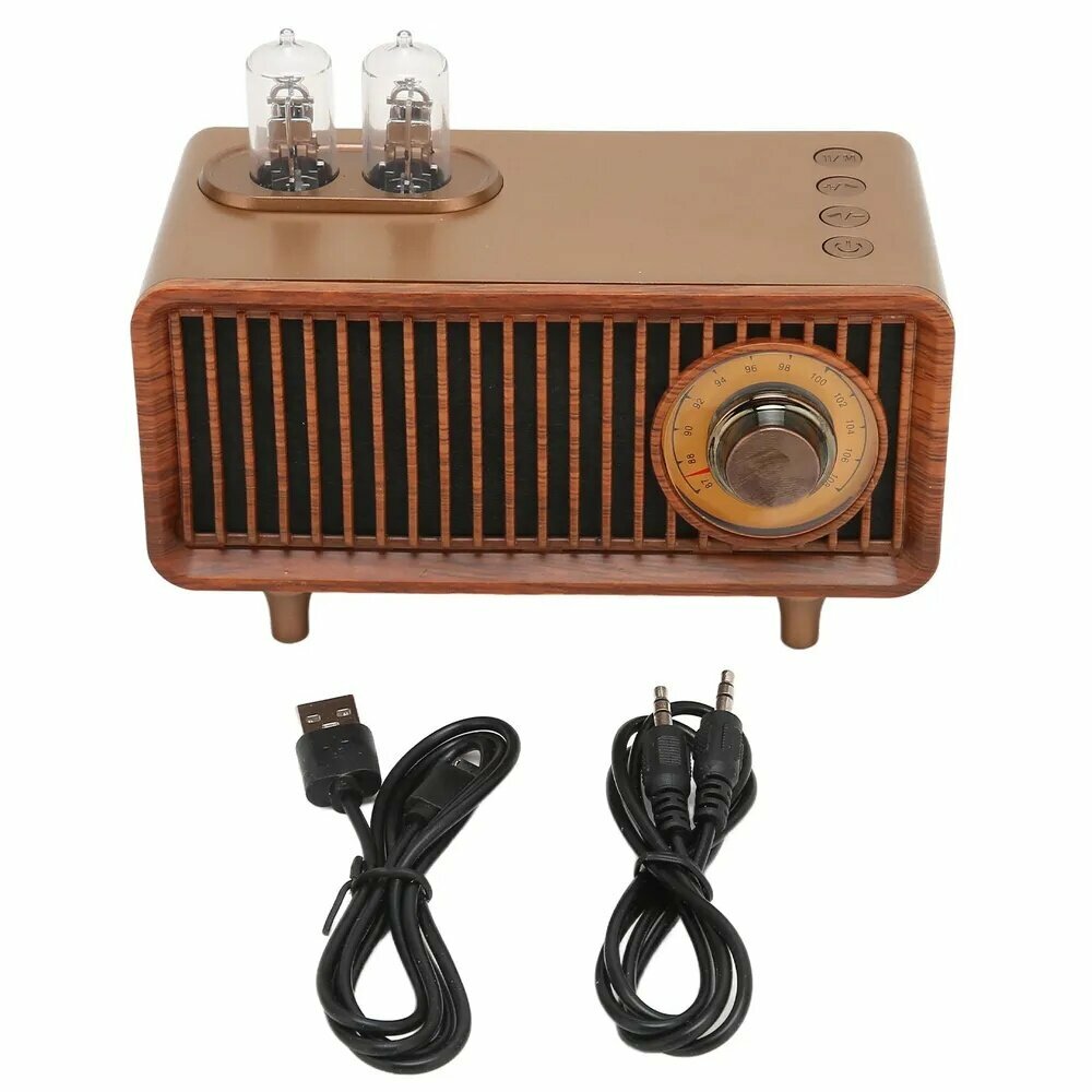 Ретро радиоприемник Bluetooth, вакуумная лампа, светодиодная подсветка, для дома и офиса